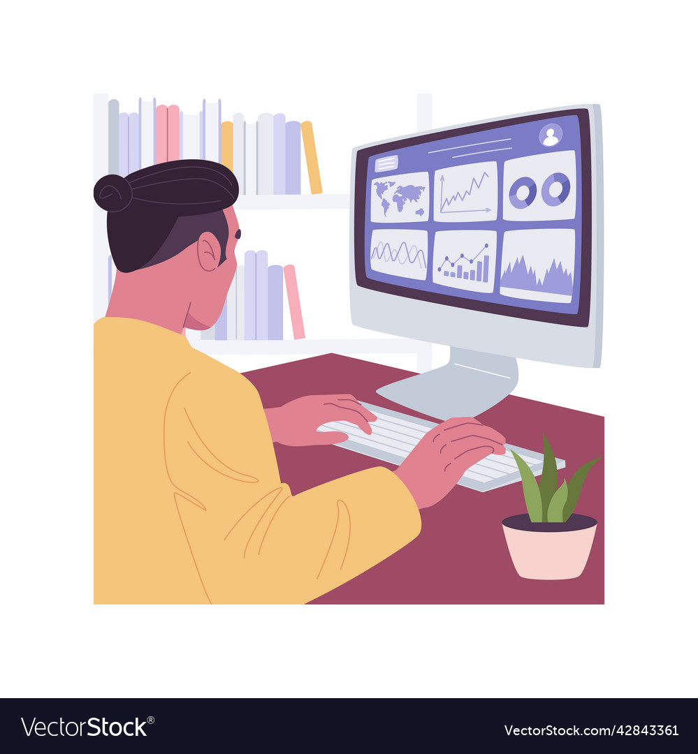 Analyzing data isolated cartoon Royalty Free Vector Image