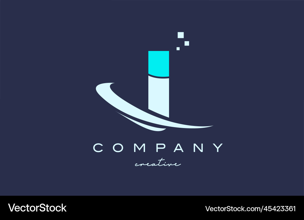 Blue white i alphabet letter logo icon Royalty Free Vector