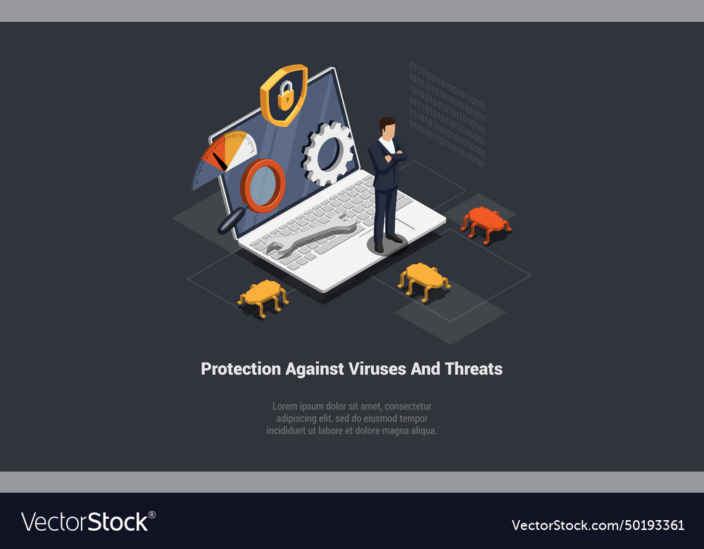 Concept of computer viruses and data protection Vector Image