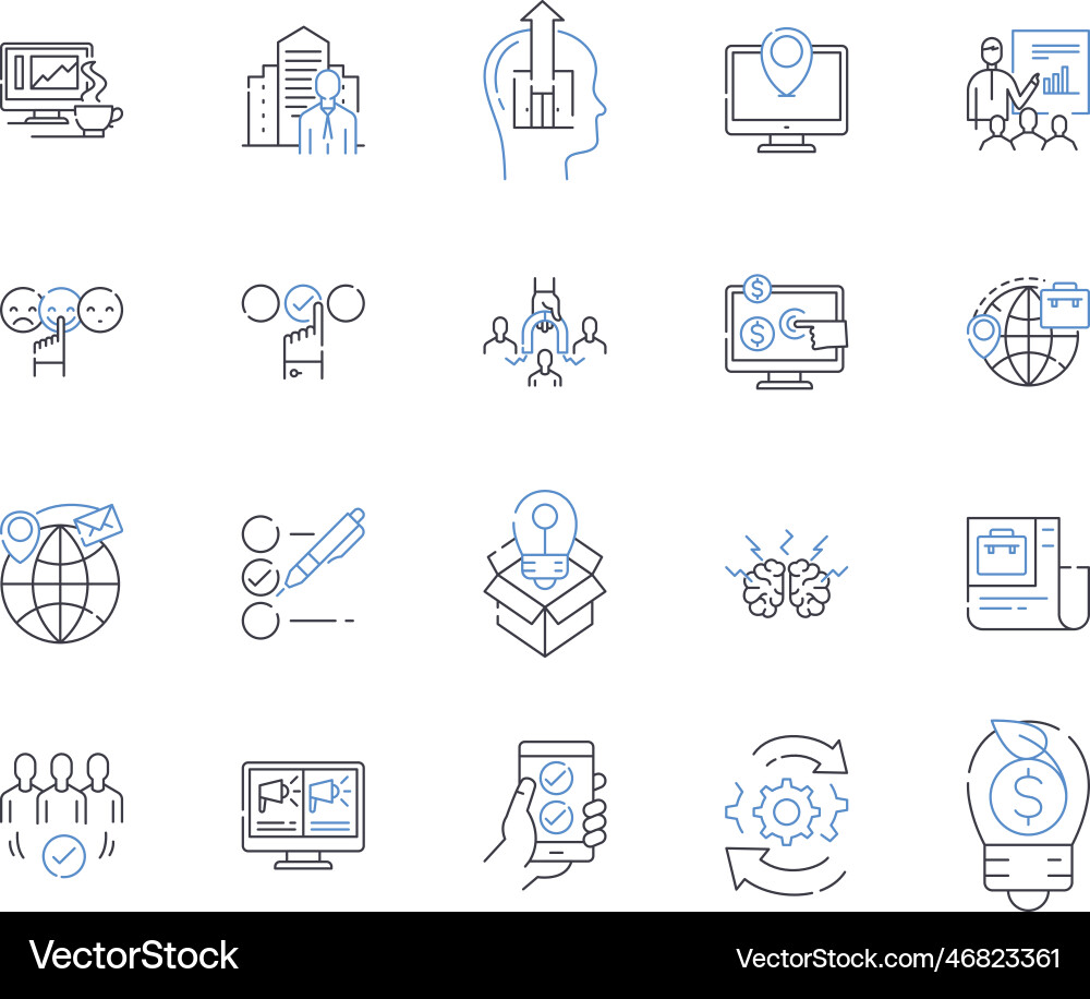 Customer increase line icons collection expansion Vector Image