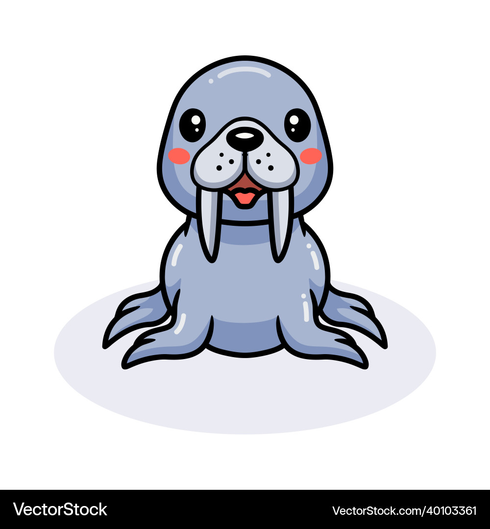 Cute little walrus cartoon posing Royalty Free Vector Image