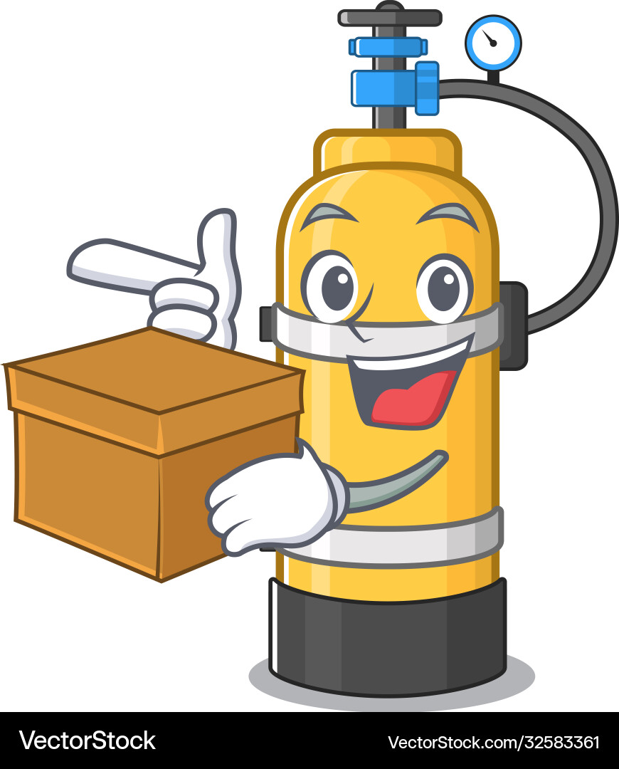 Cute oxygen cylinder cartoon character having Vector Image