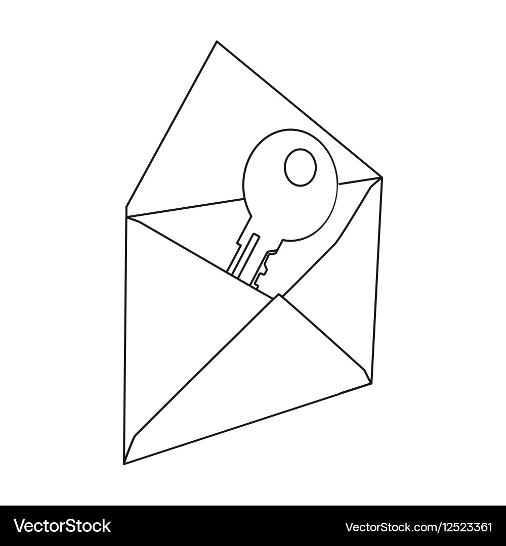 E-mail with key password icon in outline style Vector Image