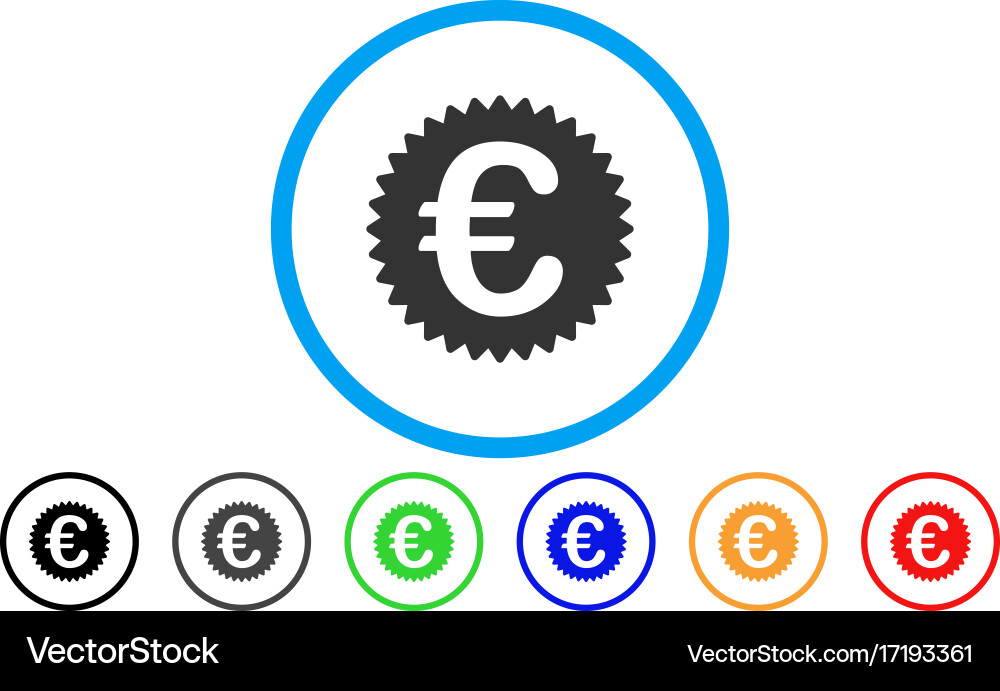 Euro reward seal rounded icon Royalty Free Vector Image