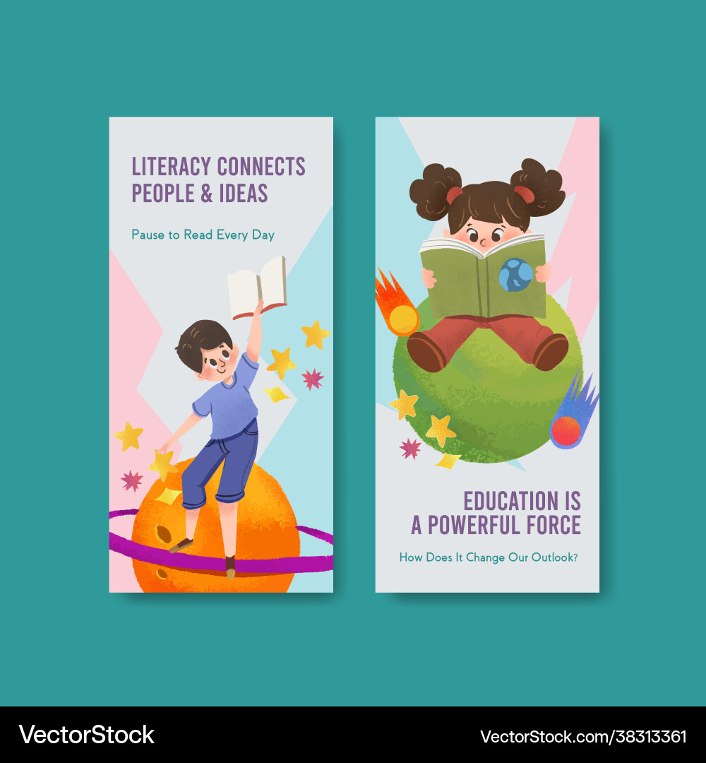 Flyer template with international literacy day Vector Image