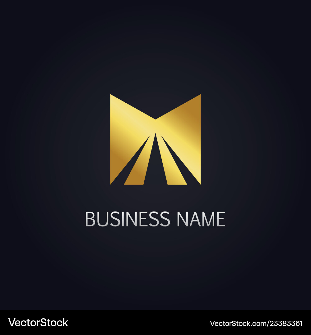 Gold square shine logo Royalty Free Vector Image