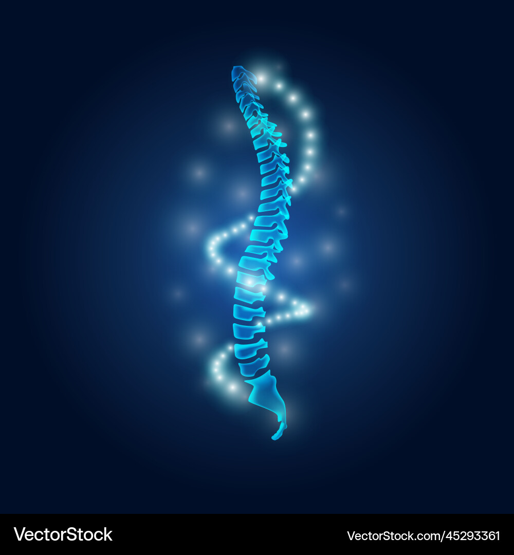 Human spine with the dna light in science fiction Vector Image