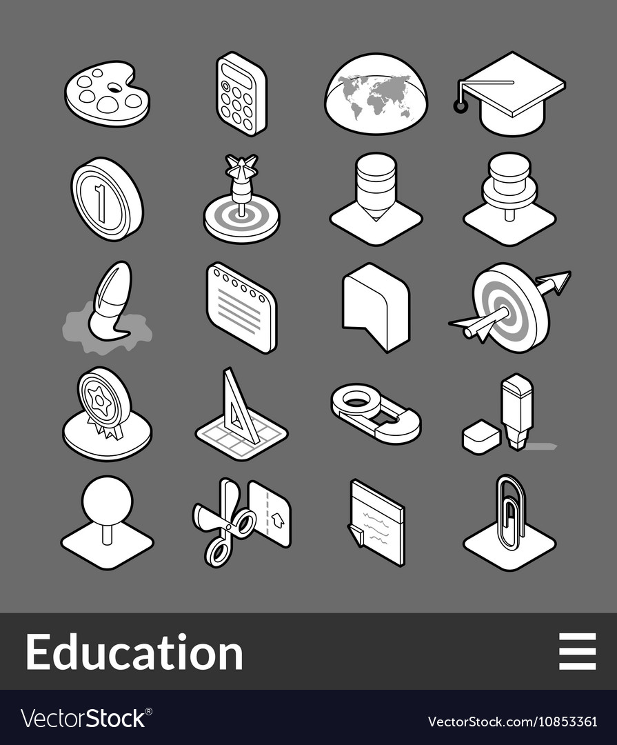 Isometric outline icons set Royalty Free Vector Image