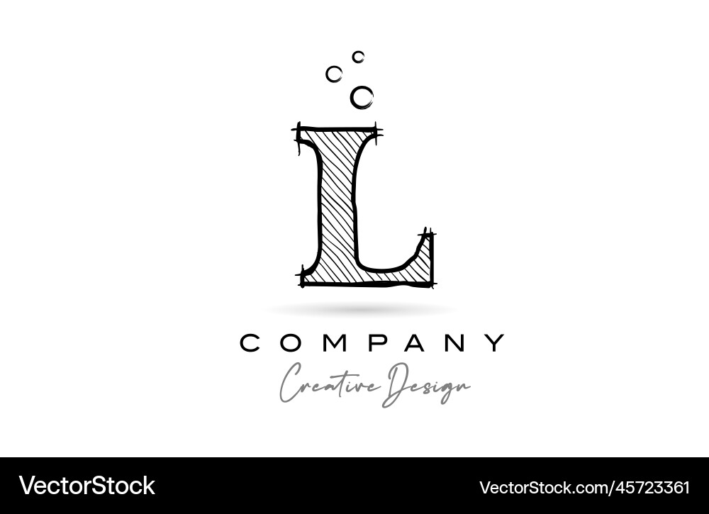 L black white alphabet letter logo icon Royalty Free Vector