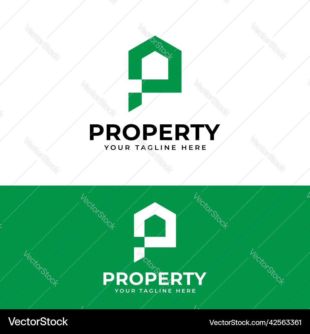 Letter monogram p property house logo design Vector Image