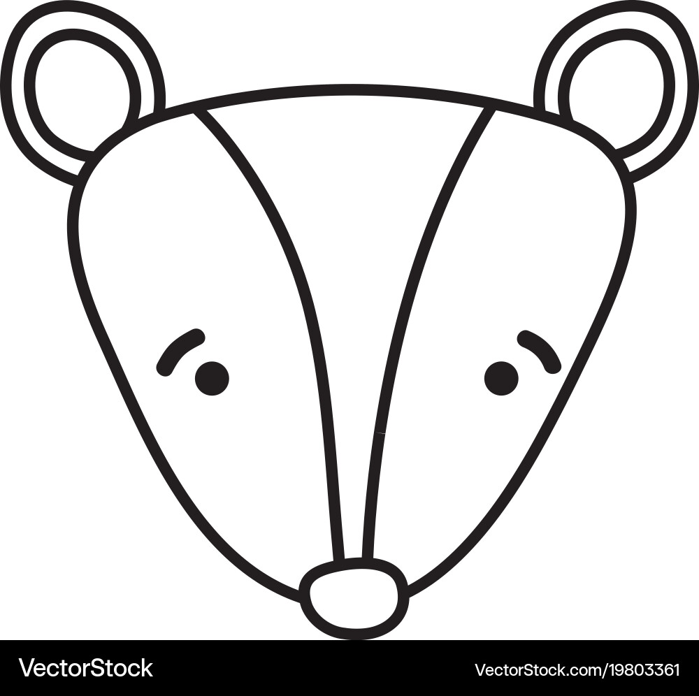 Line sad skunk head wild animal Royalty Free Vector Image