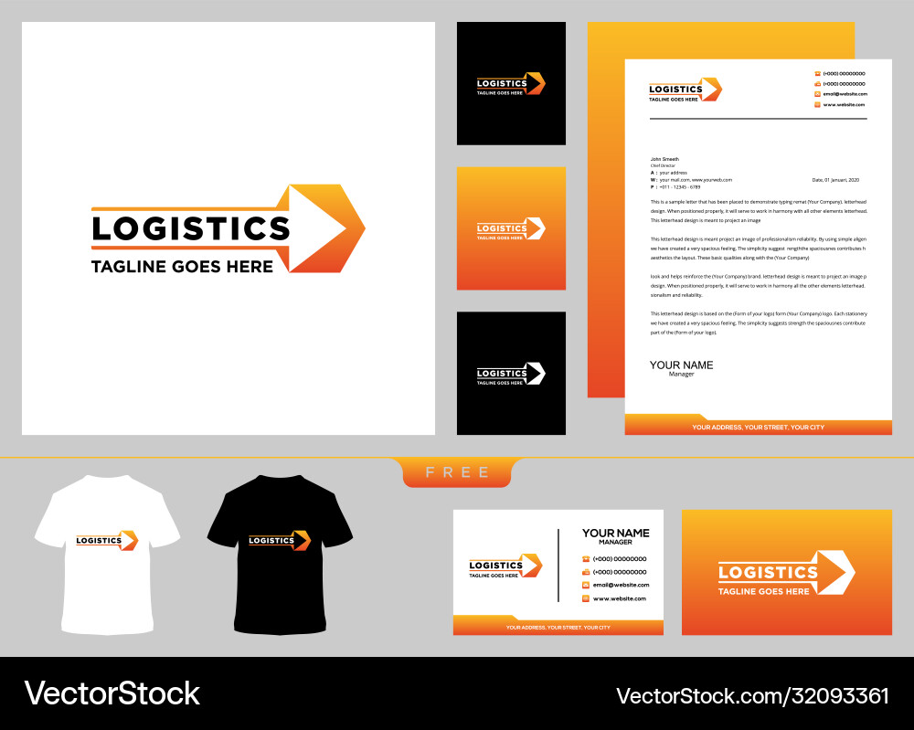 Logistics logo design template and business card Vector Image