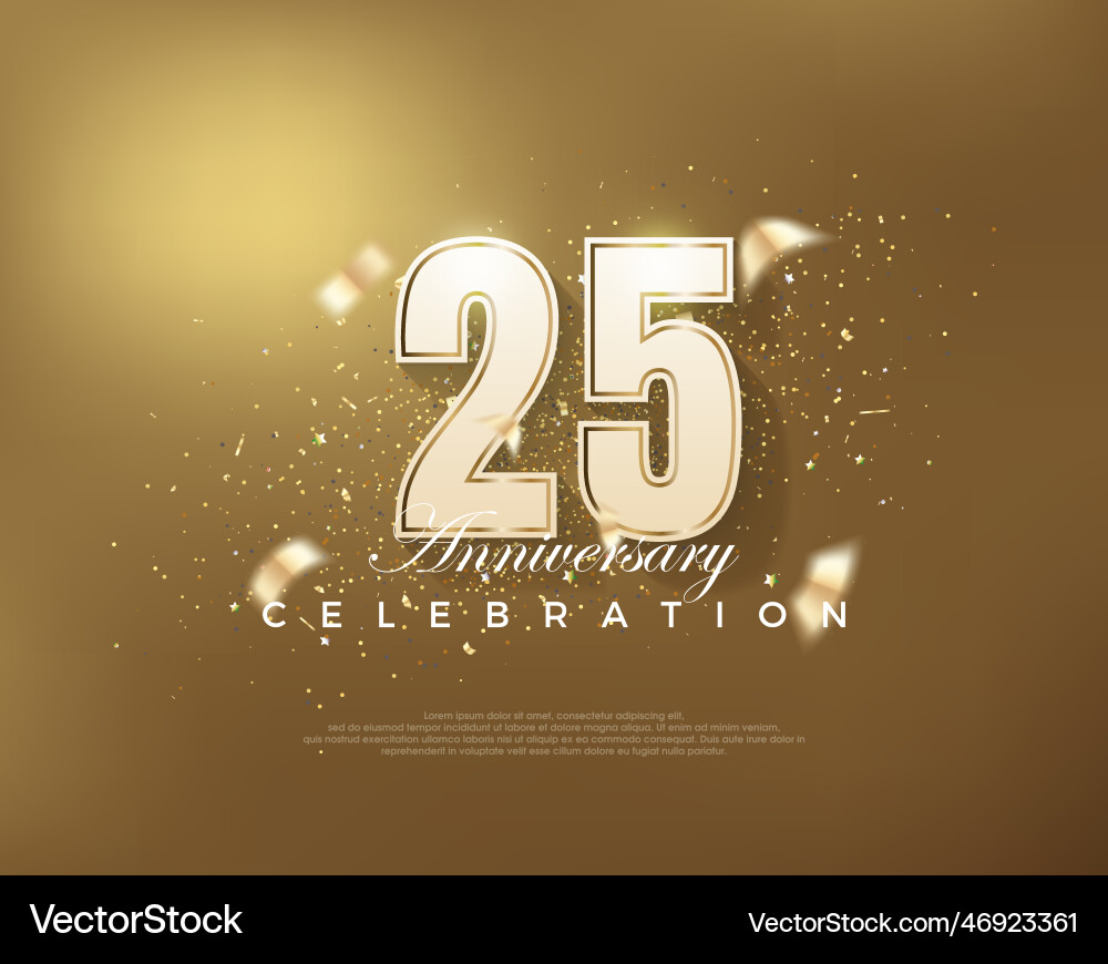 Luxury gold 25th anniversary celebration Vector Image