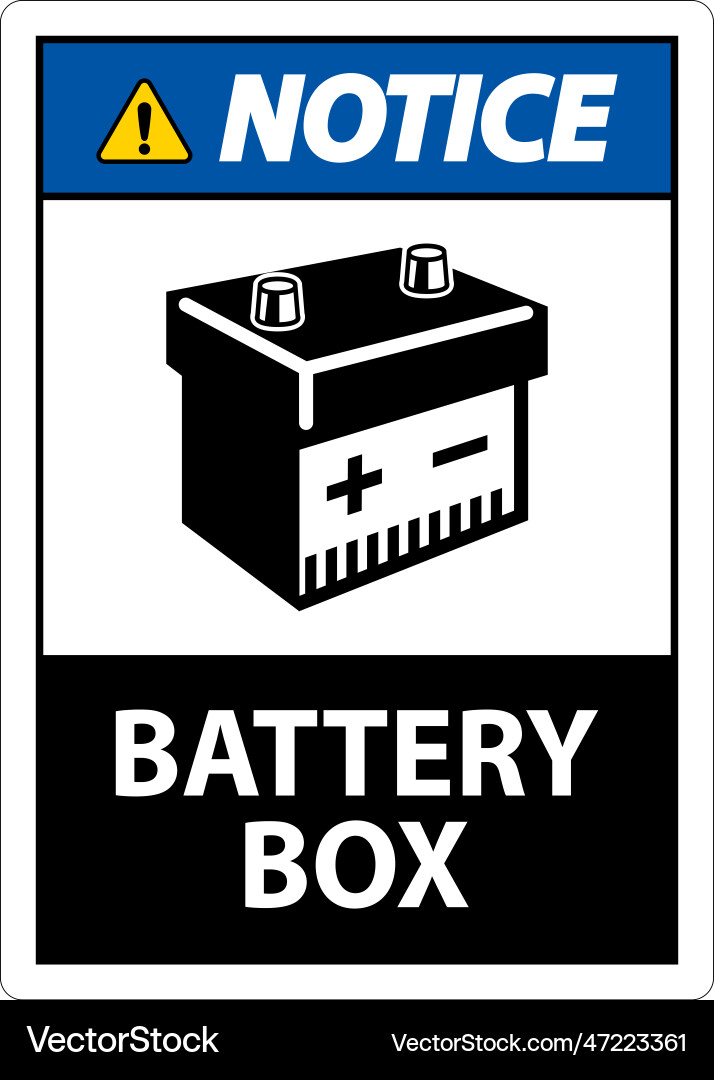 Notice battery box with icon sign on white Vector Image