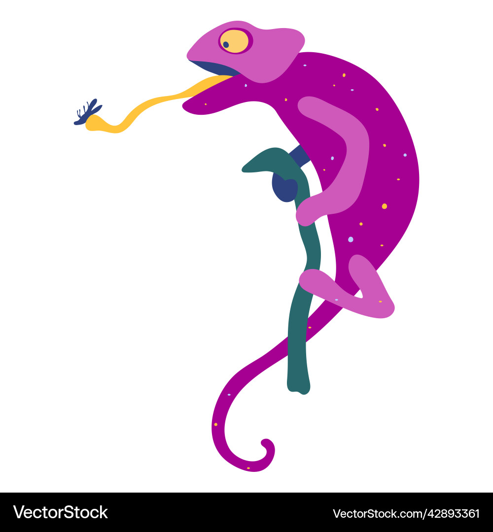 Pink chameleon animal high quality Royalty Free Vector Image
