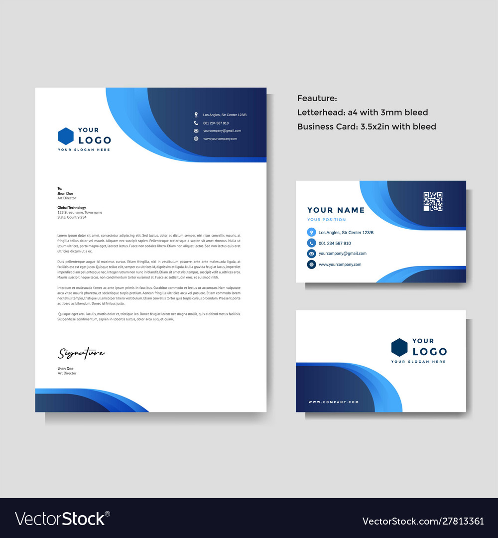 Professional creative letterhead and business Vector Image