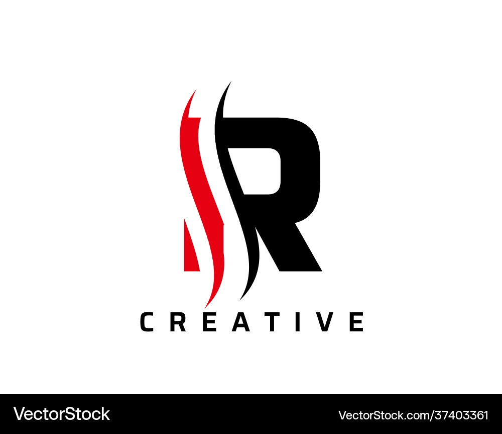 R letter swoosh logo design lettering Royalty Free Vector