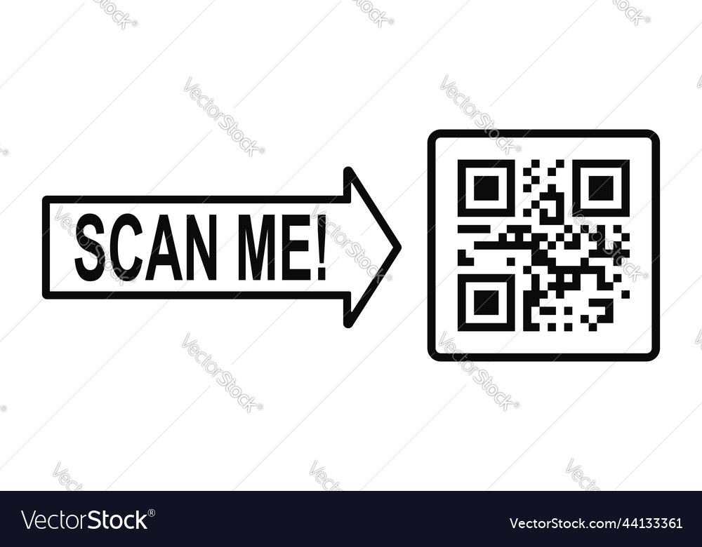 Scan me concept qr code icon in square frame Vector Image