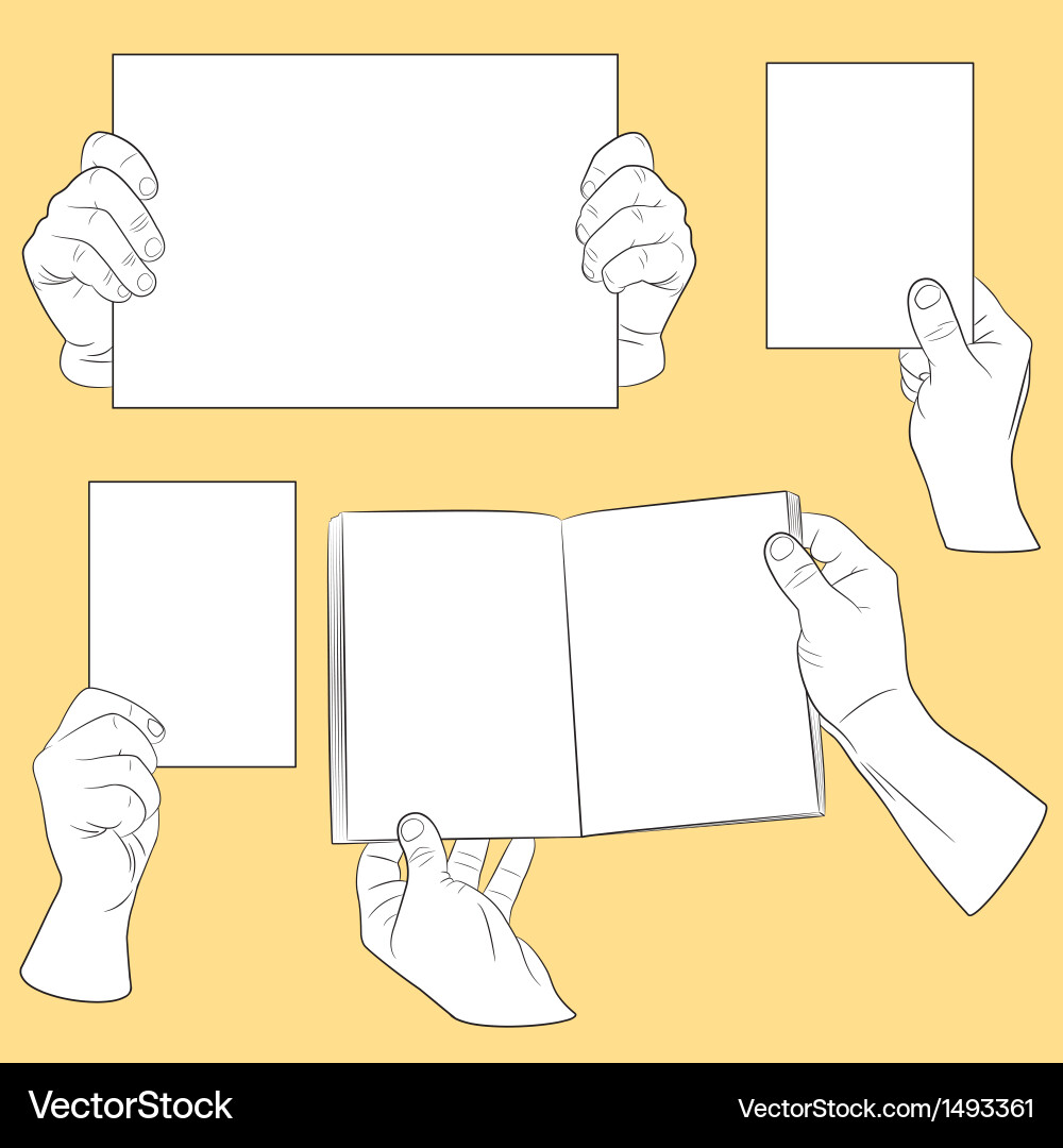 Set of human hands with paper Royalty Free Vector Image