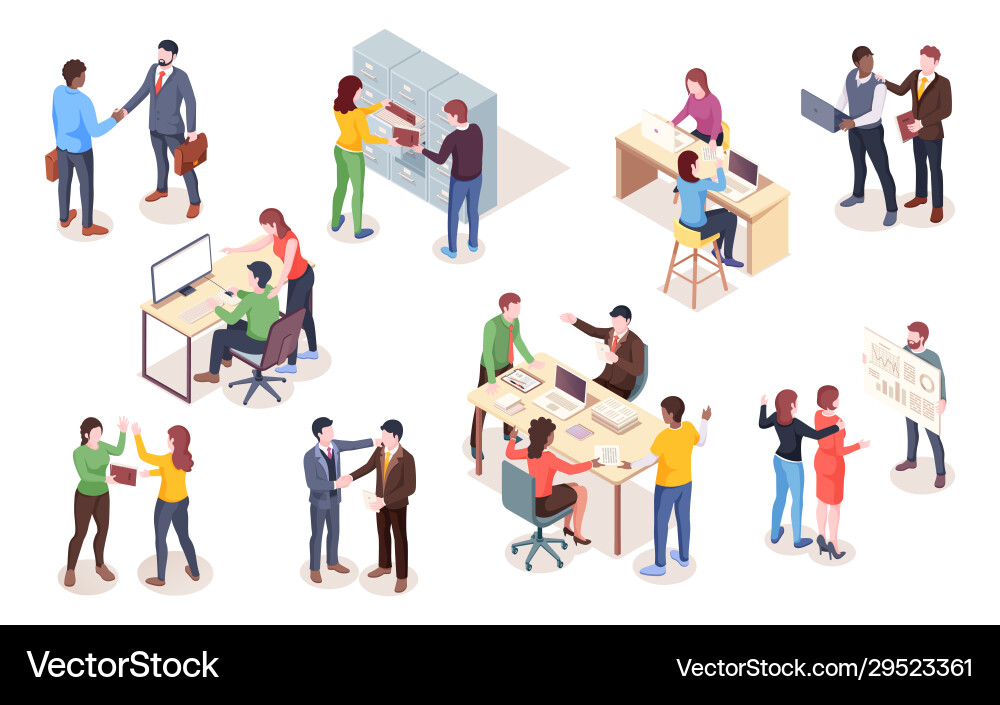 Set office worker or coworker employee Royalty Free Vector