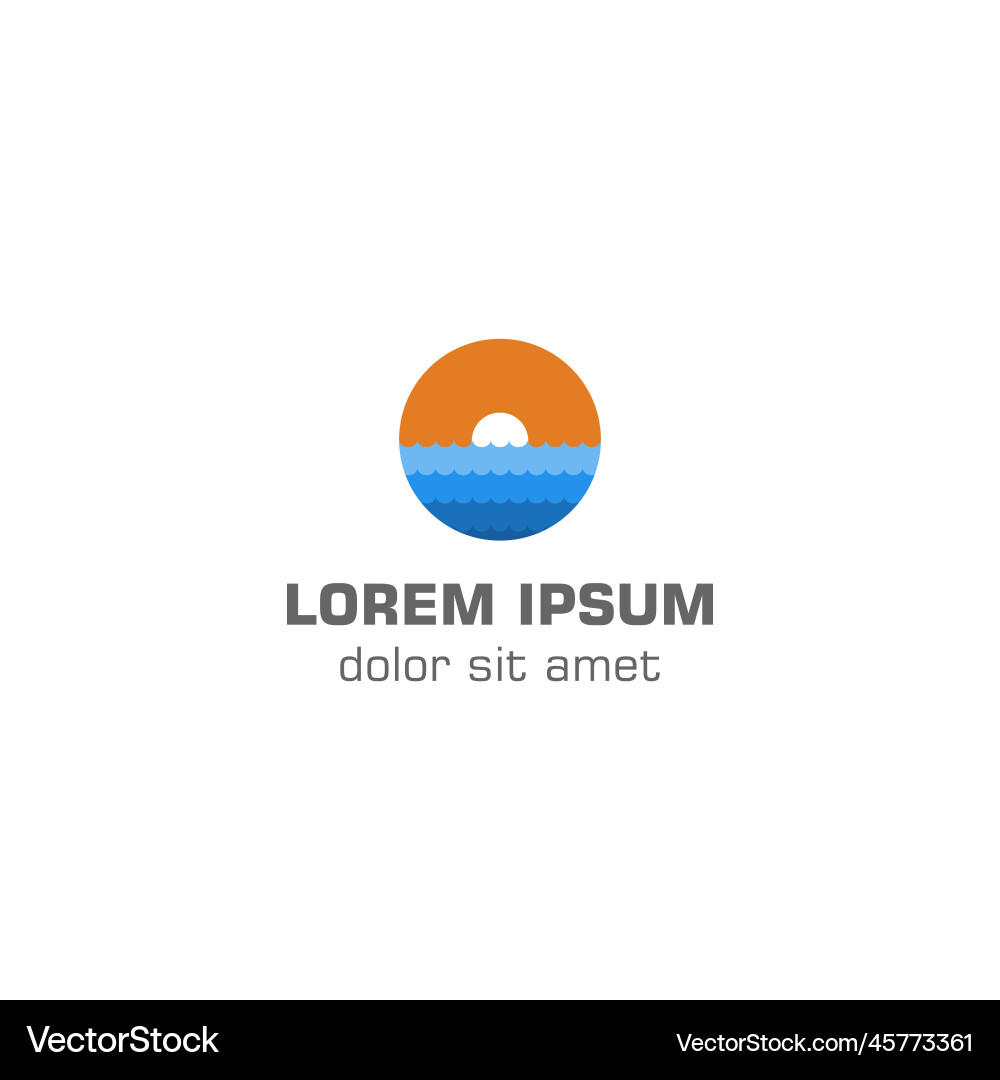 Sun sea and sun ocean sunset logo template Vector Image