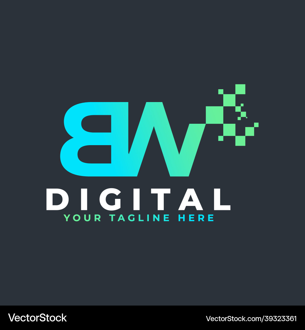 Tech letter logo blue and green geometric Vector Image