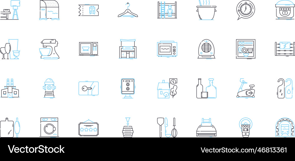 Town domicile linear icons set suburb haven Vector Image