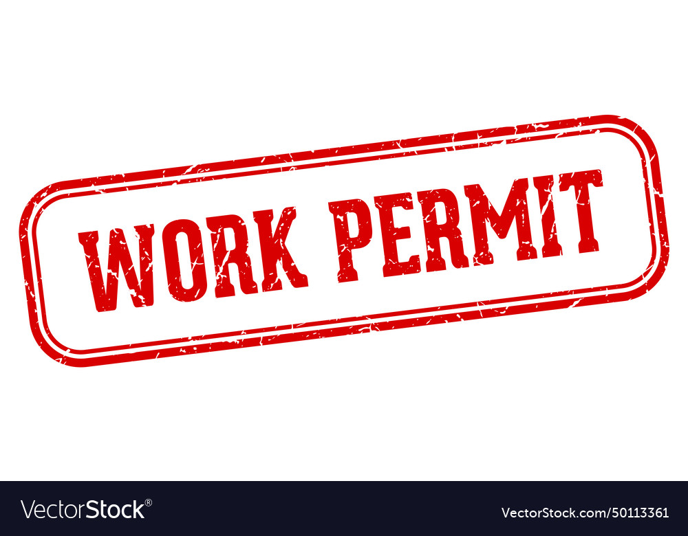 Work permit stamp work permit rectangular stamp Vector Image