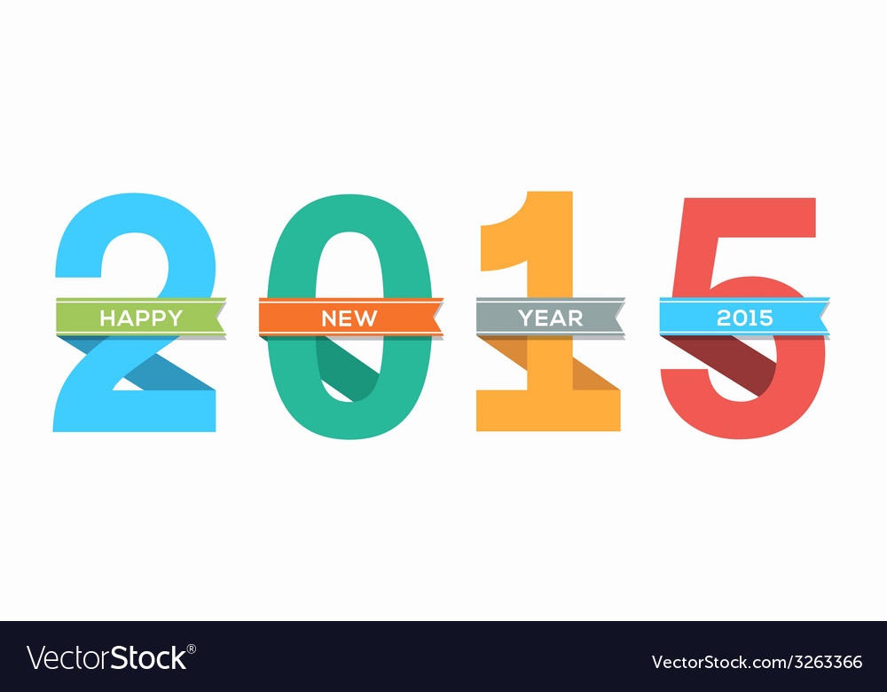 2015 Happy New Year number with ribbon Royalty Free Vector