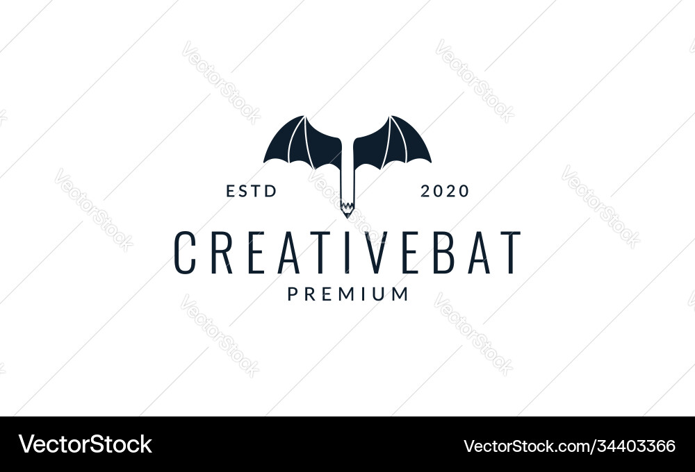 Animal bat with creative pencil logo icon design Vector Image