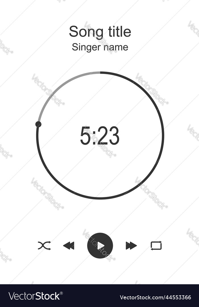 Audioplayer interface with round loading bar Vector Image