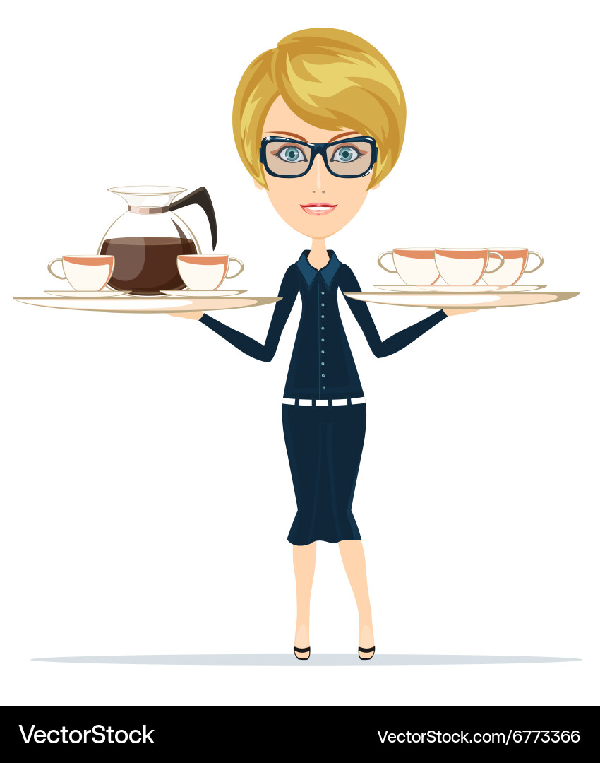 Beautiful girl waitress Royalty Free Vector Image