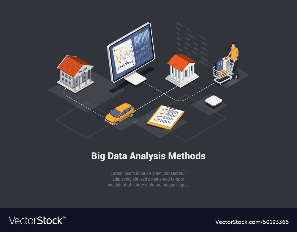 Big data analyzing methods information sorting Vector Image