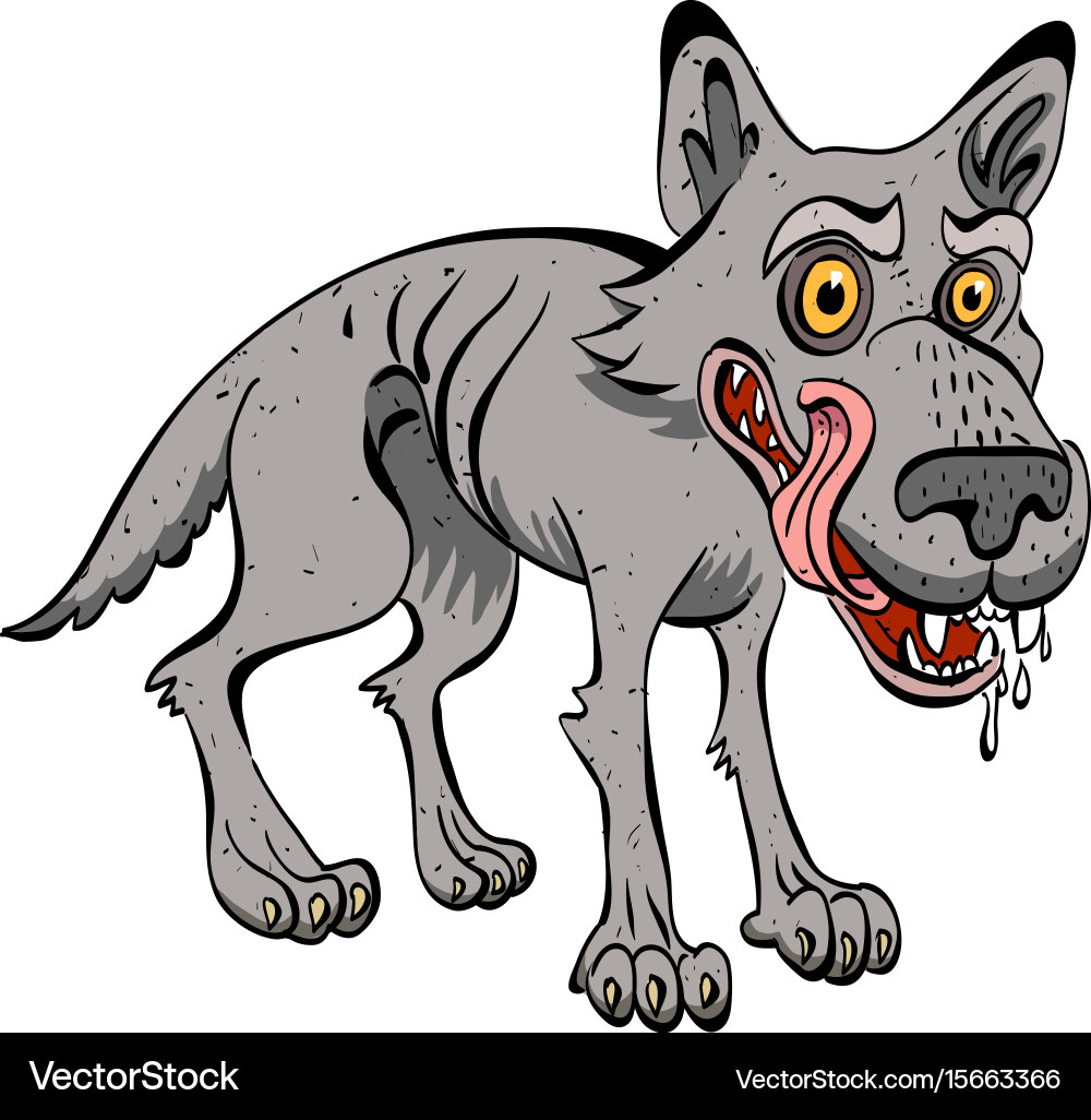 Cartoon image of hungry wolf Royalty Free Vector Image