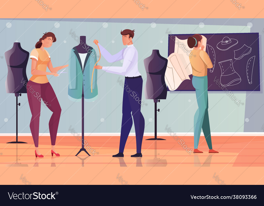 Clothes modeling flat background Royalty Free Vector Image