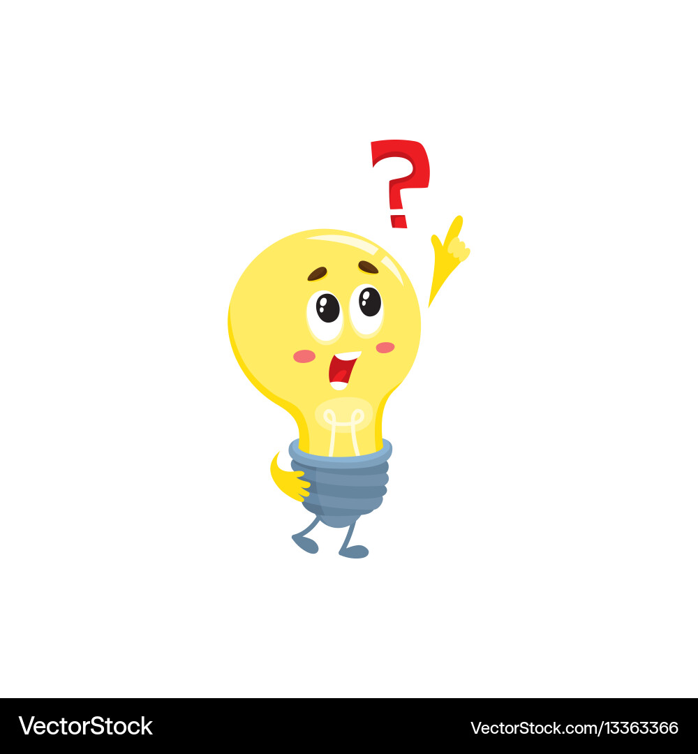 Cute light bulb character with funny face and Vector Image