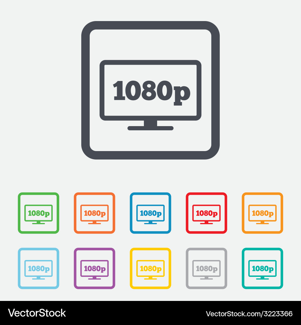 Full hd widescreen tv 1080p symbol Royalty Free Vector Image