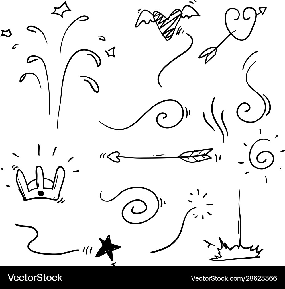 Hand drawn collection curly swishes swashes Vector Image
