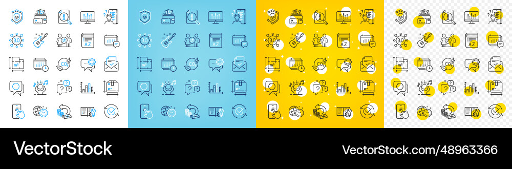 Icons set of approved mail diagram graph Vector Image