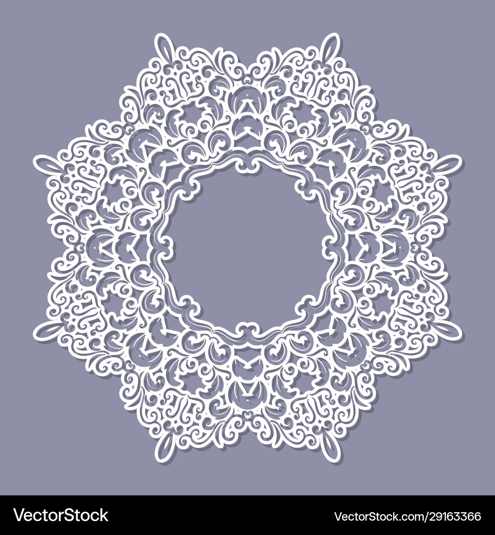 Lacy doily frame filligree paper cut out template Vector Image