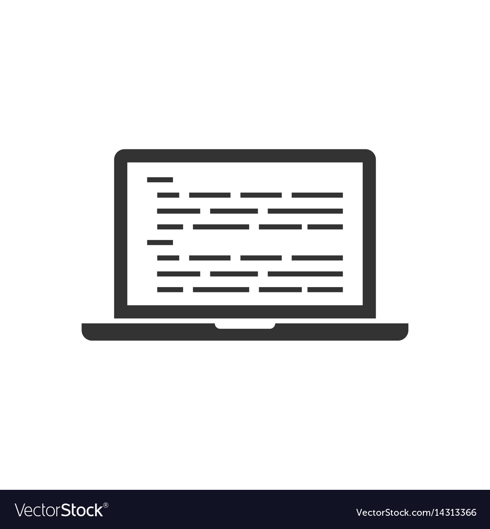 Laptop with coding Royalty Free Vector Image - VectorStock