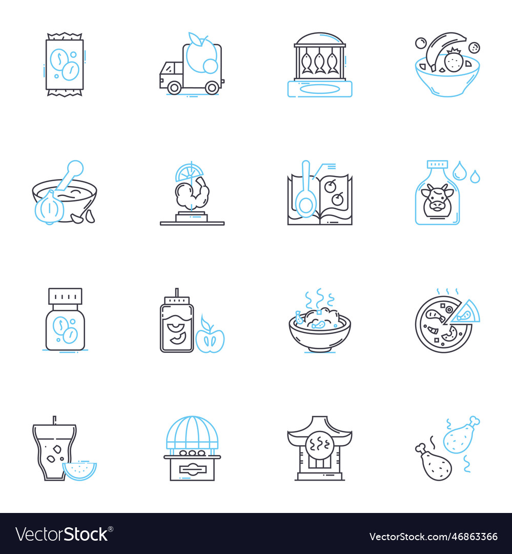 Nutritional science linear icons set Royalty Free Vector