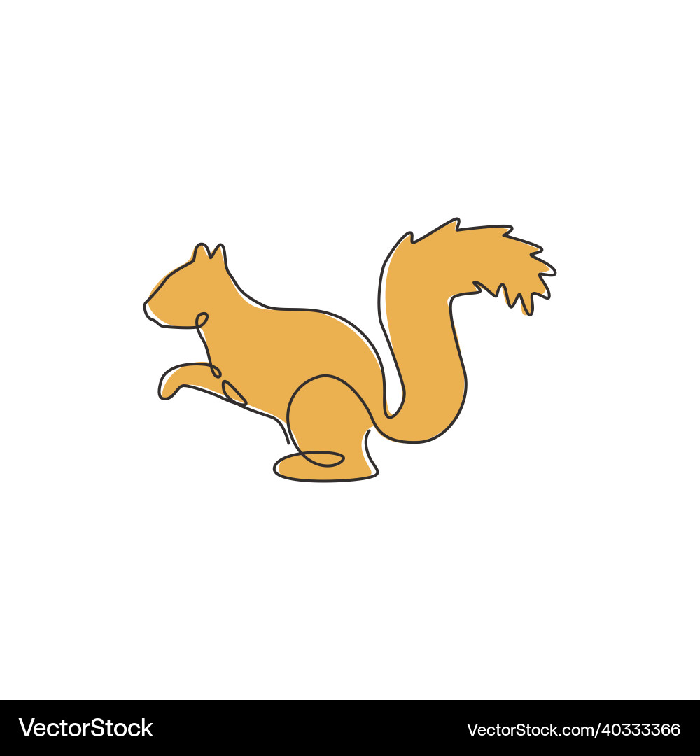 One continuous line drawing of cute squirrel Vector Image