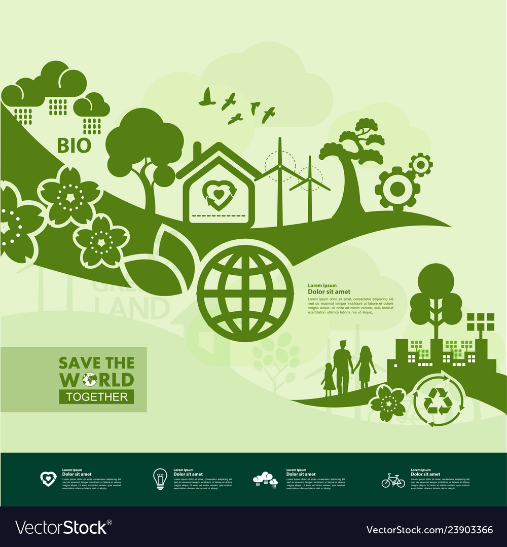 Save the world together green ecology Royalty Free Vector