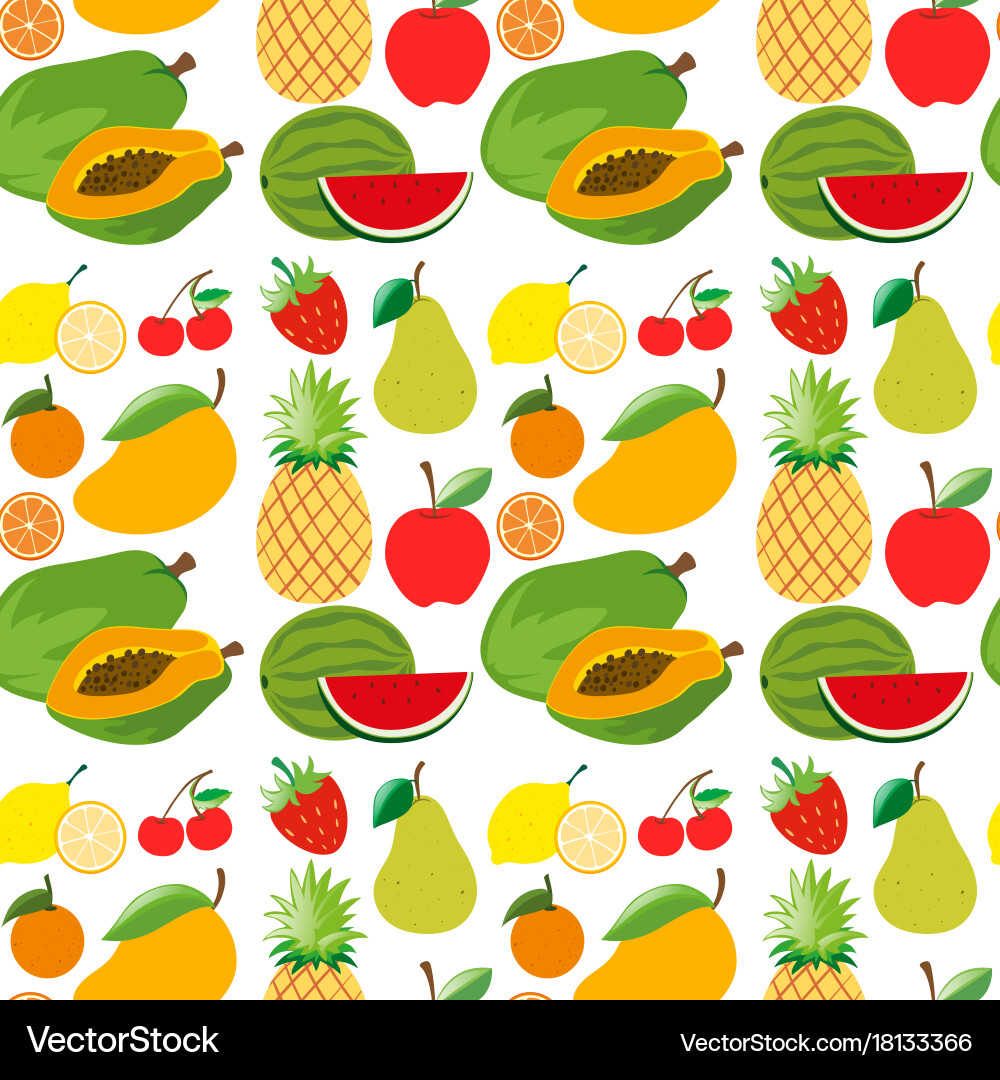 Seamless background with fresh fruits Royalty Free Vector