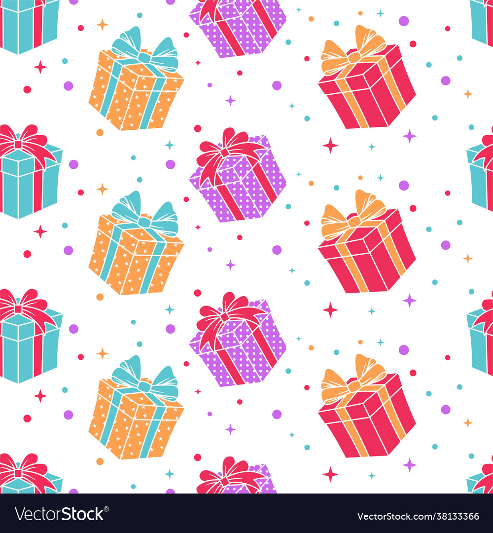 Seamless pattern gift boxes Royalty Free Vector Image
