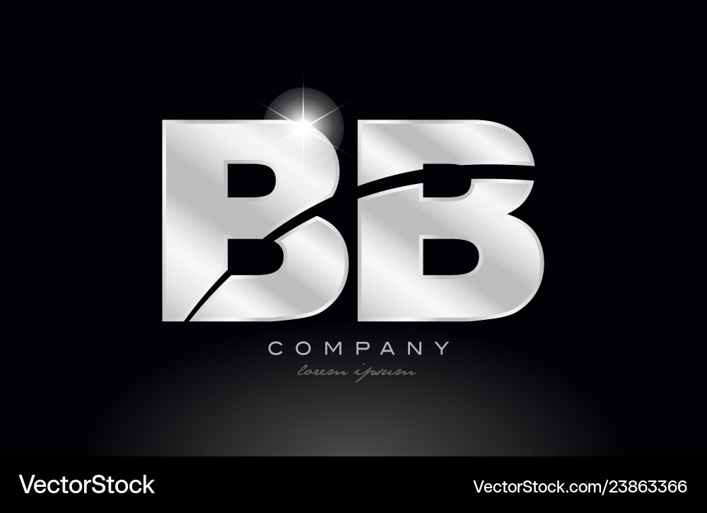 Silver letter bb b metal combination alphabet Vector Image