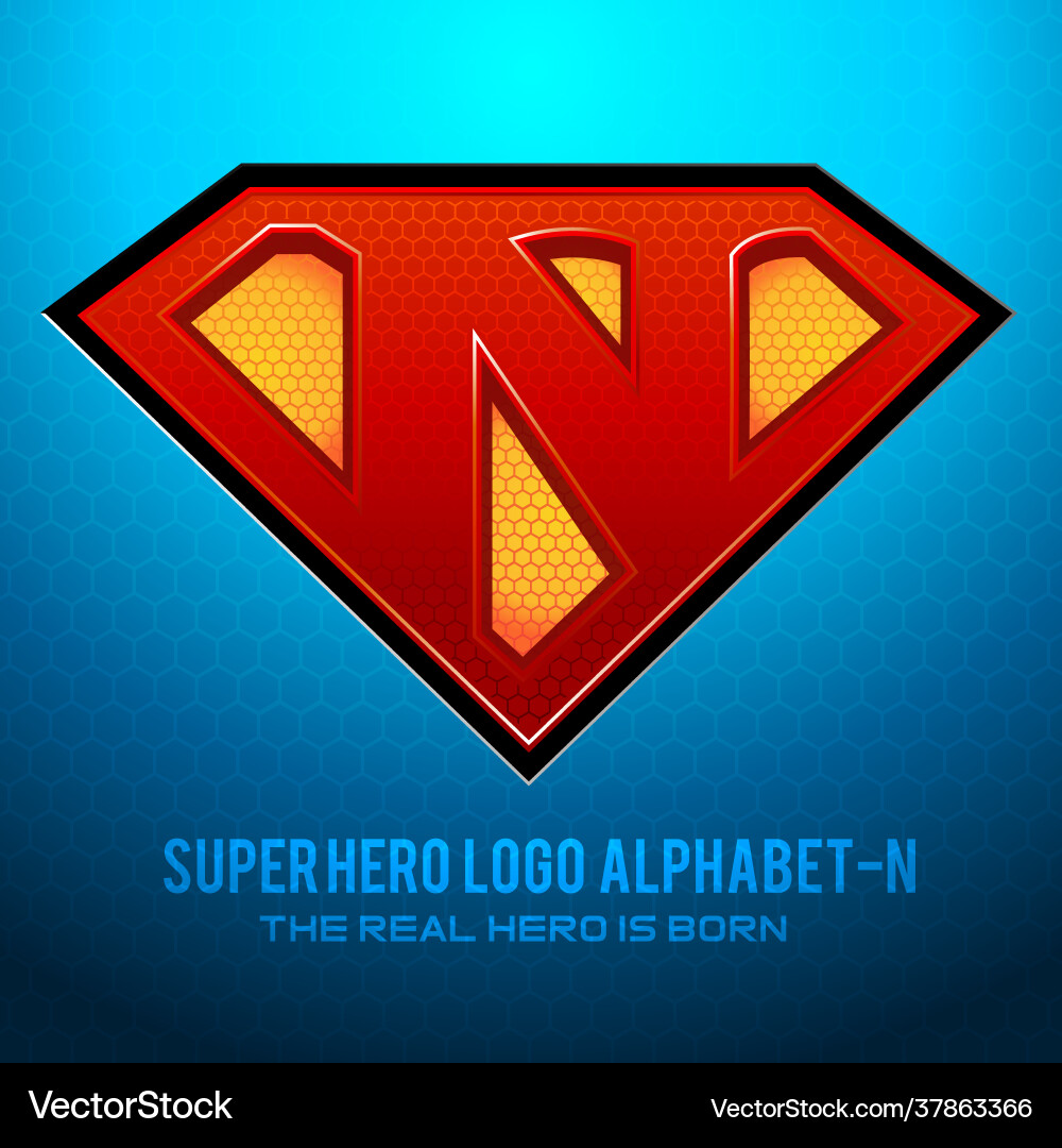 Superhero logo icon with letter n Royalty Free Vector Image
