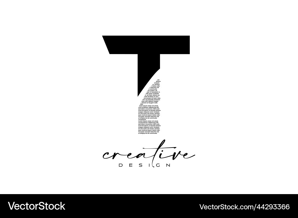 T letter logo design with creative letter made Vector Image