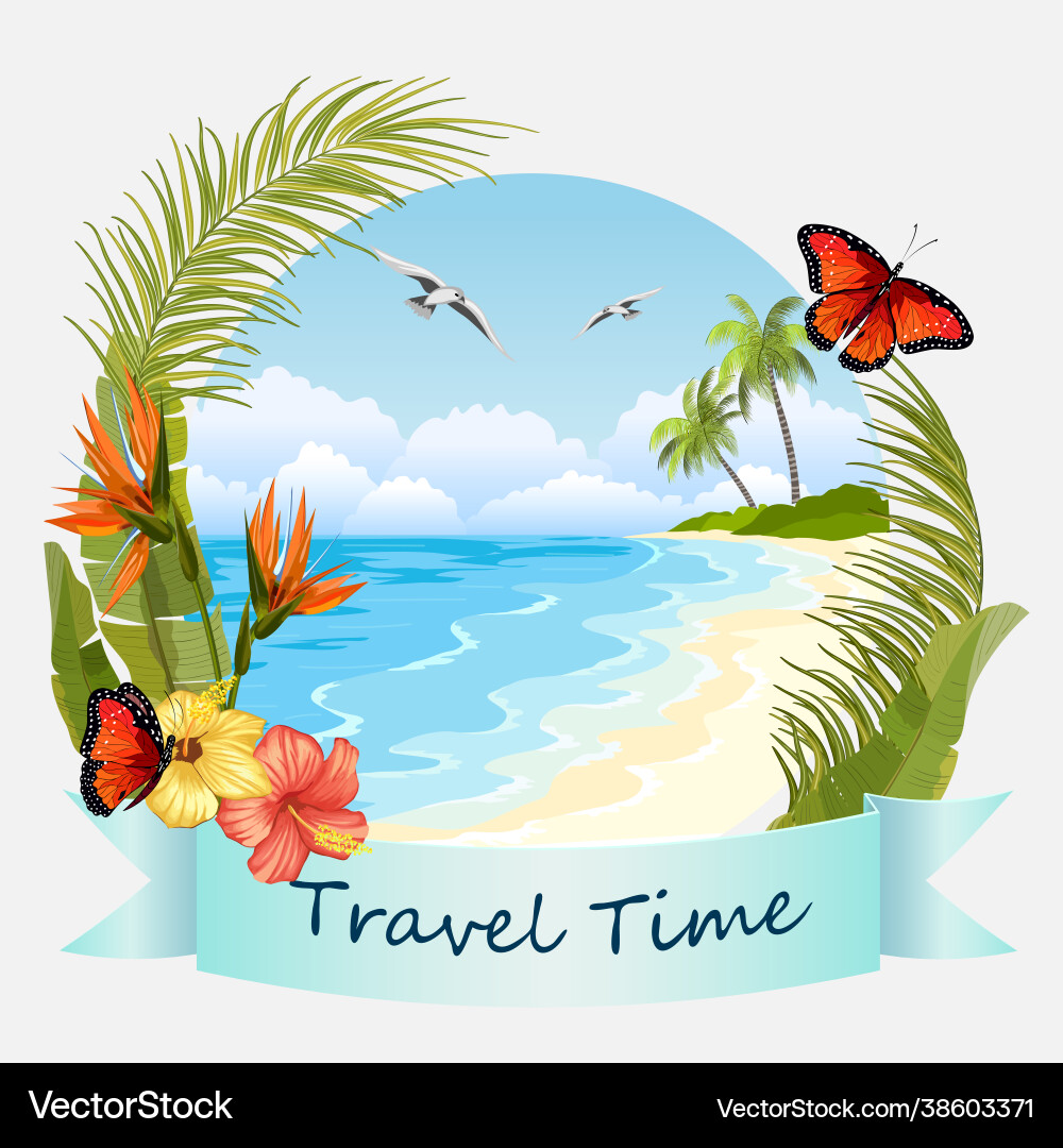 Banner with a beach holiday sea Royalty Free Vector Image